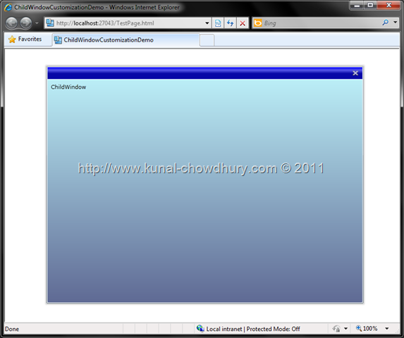 Customizing Silverlight ChildWindow Style using Blend | Kunal Chowdhury